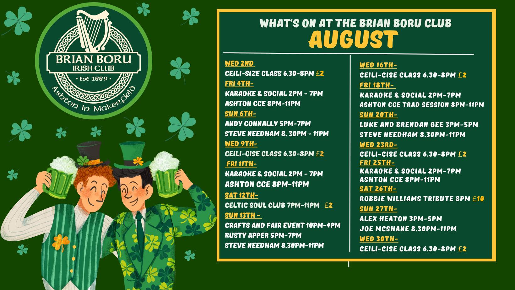 WHAT’S ON – Brian Boru Irish Club